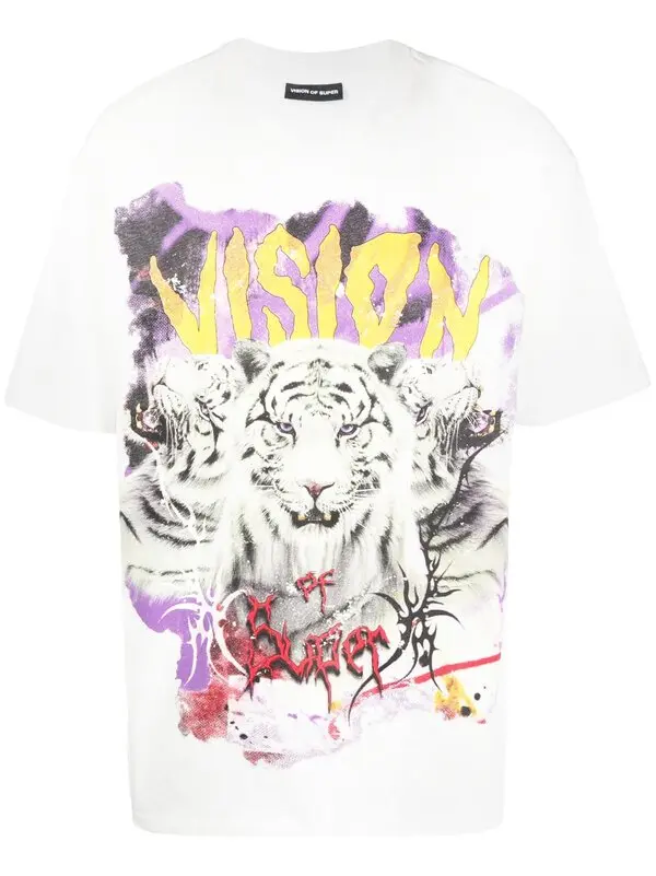 VISION OF SUPER Graphic-print Cotton T-shirt - White