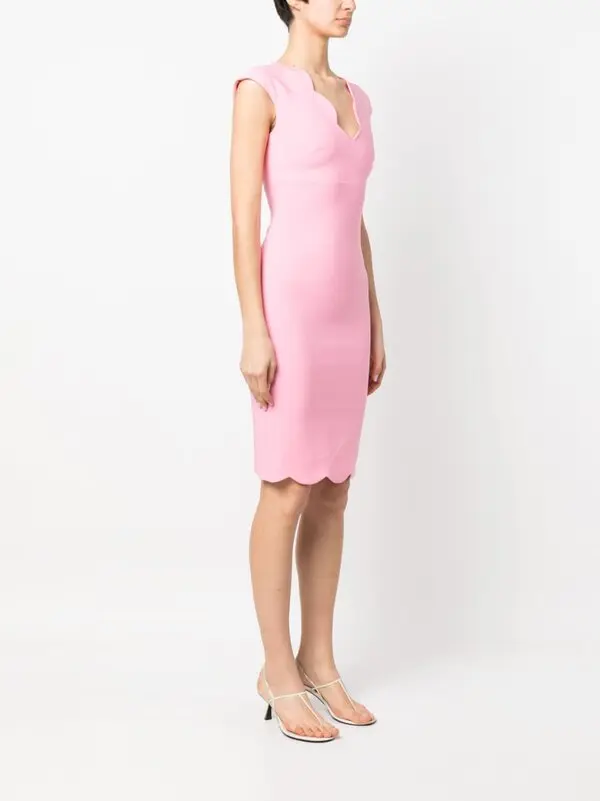 knee length dresses for ladies Scallop Edge Cotton White Midi Dress