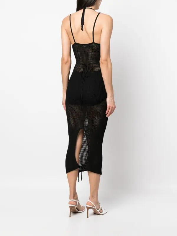 ANDREĀDAMO Fishnet Knit Midi Dress