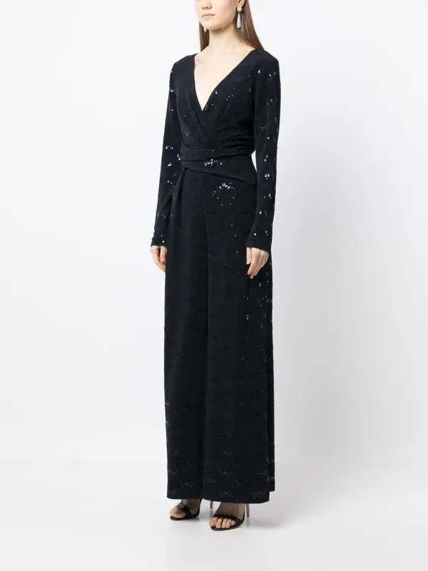 Talbot Runhof Sequin-embellished Draped Jumpsuit