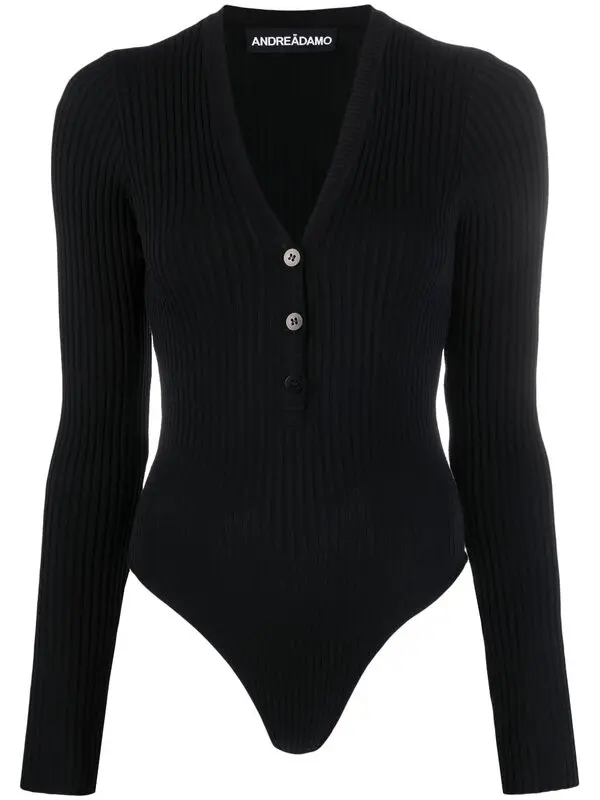 ANDREĀDAMO Long-sleeve Ribbed-knit Bodysuit