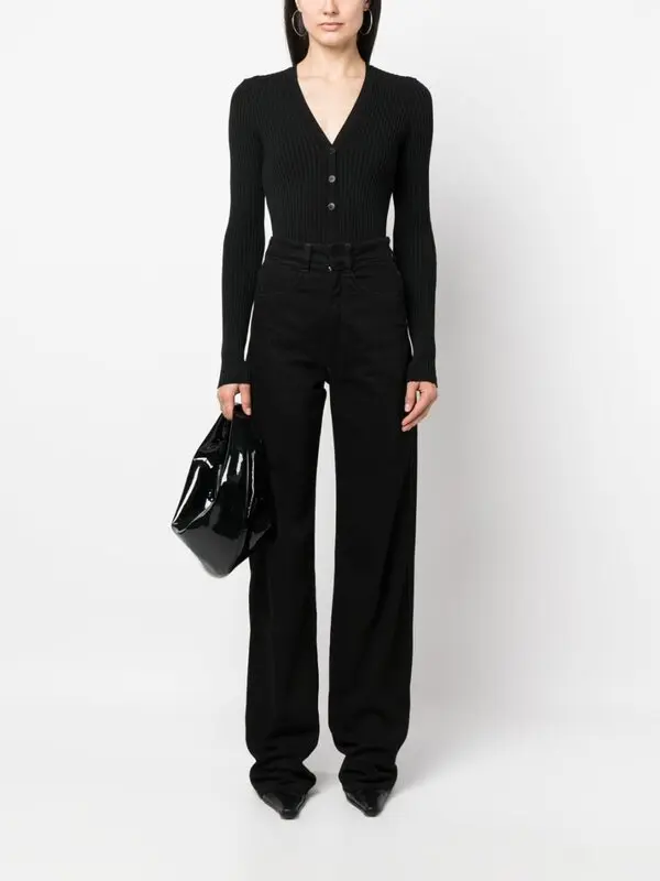 ANDREĀDAMO Long-sleeve Ribbed-knit Bodysuit