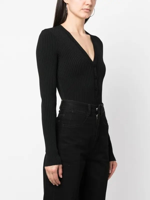 ANDREĀDAMO Long-sleeve Ribbed-knit Bodysuit