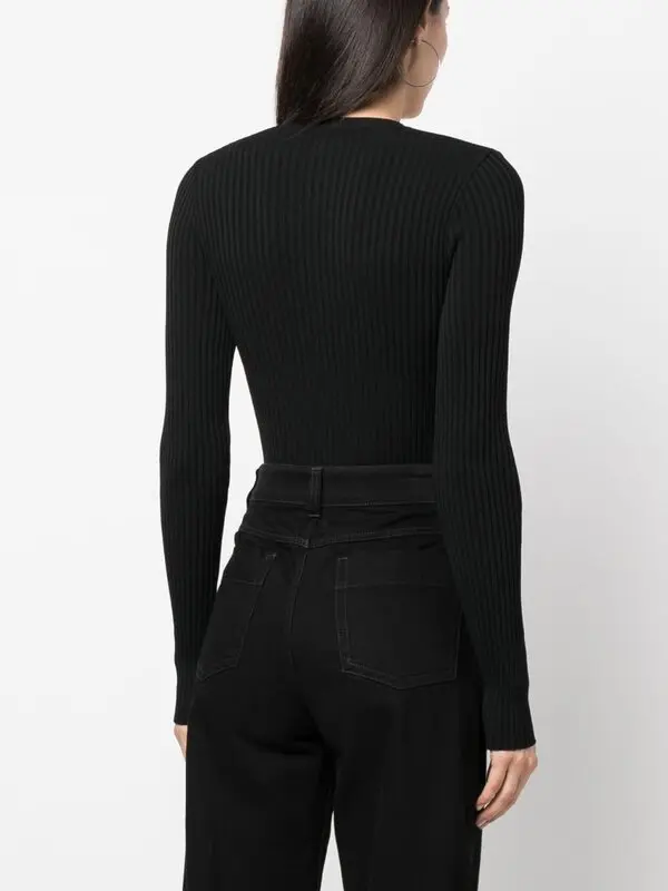 ANDREĀDAMO Long-sleeve Ribbed-knit Bodysuit