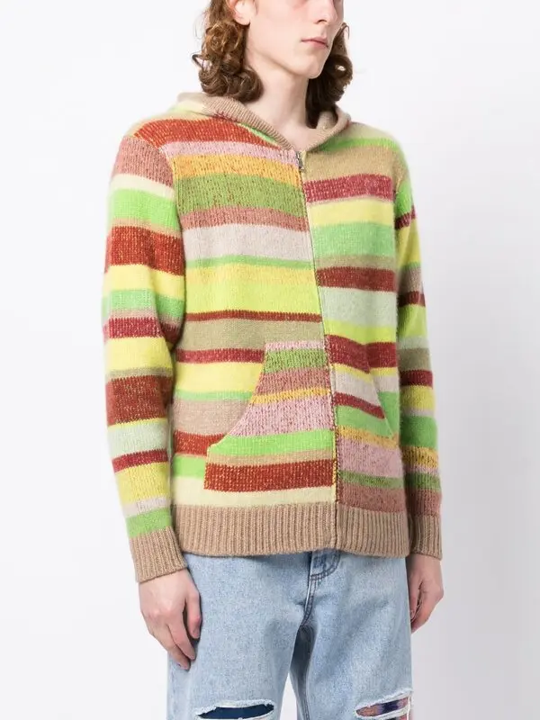 THE ELDER STATESMAN Multi-stripe Zip-up Hoodie