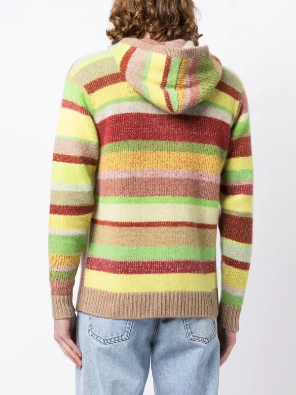 THE ELDER STATESMAN Multi-stripe Zip-up Hoodie