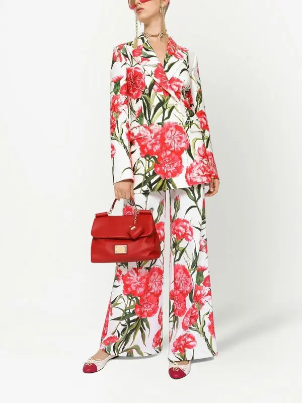 Dolce & Gabbana Floral-print Double-breasted Blazer - White