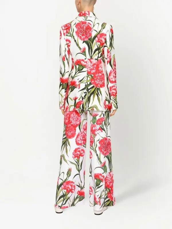 Dolce & Gabbana Floral-print Double-breasted Blazer - White