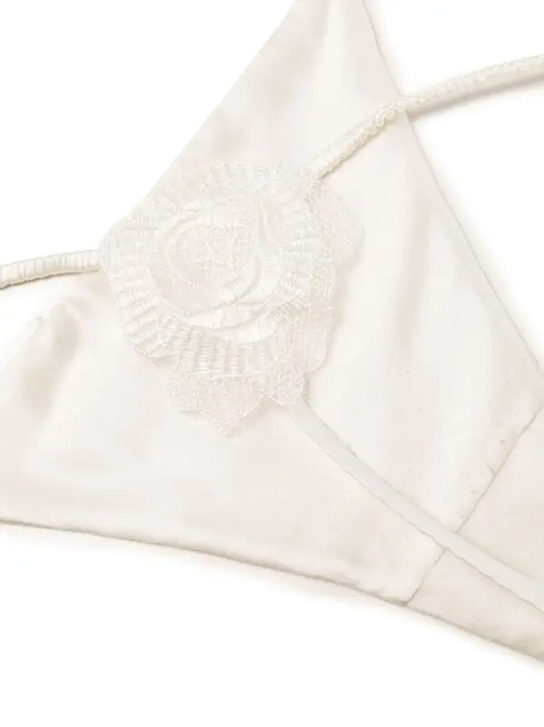 FLEUR DU MAL Rose Luxe V-string - White