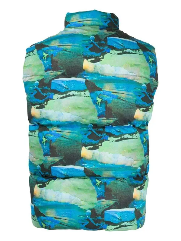ERL Printed Quilted Puffer Gilet - Blue