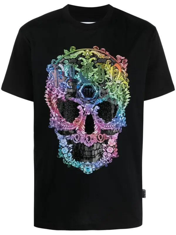 Philipp Plein Rhinestone-embellished Skull-print T-shirt - Black