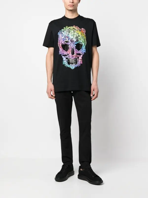 Philipp Plein Rhinestone-embellished Skull-print T-shirt - Black