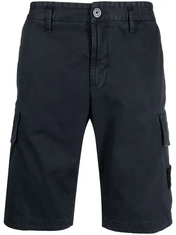 Stone Island Compass-motif Cargo Shorts - Blue