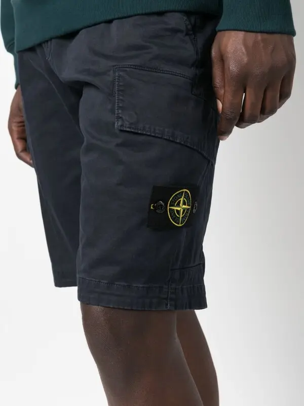 Stone Island Compass-motif Cargo Shorts - Blue