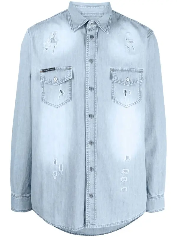 Philipp Plein Denim Long Sleeves Shirt