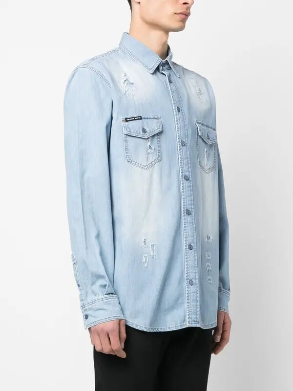 Philipp Plein Denim Long Sleeves Shirt