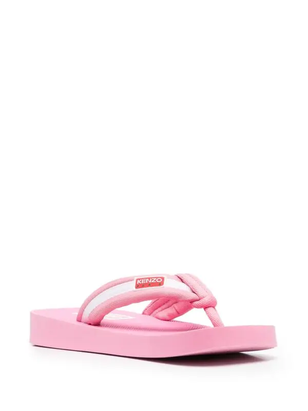 Kenzo Logo-patch Striped Flip Flops - Pink