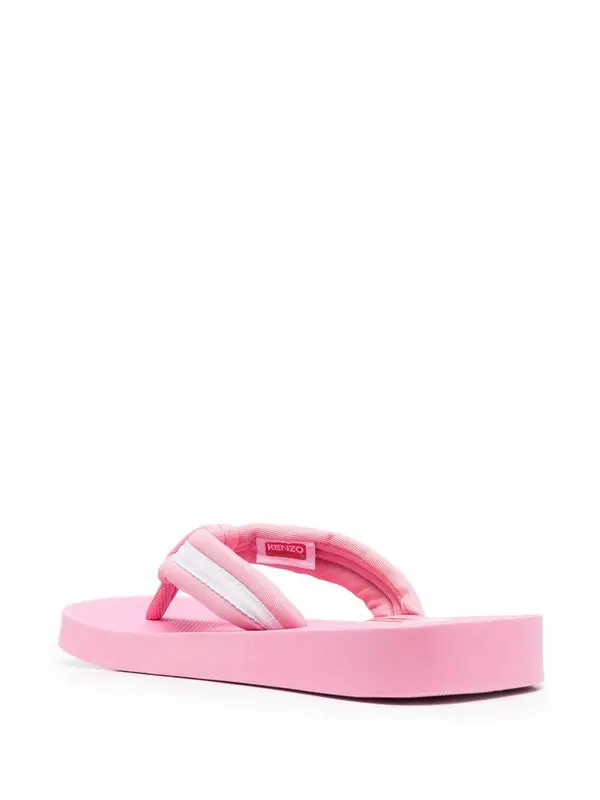 Kenzo Logo-patch Striped Flip Flops - Pink