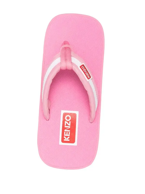 Kenzo Logo-patch Striped Flip Flops - Pink