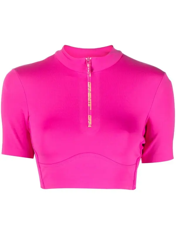 Off-White Half-zip Cropped T-shirt