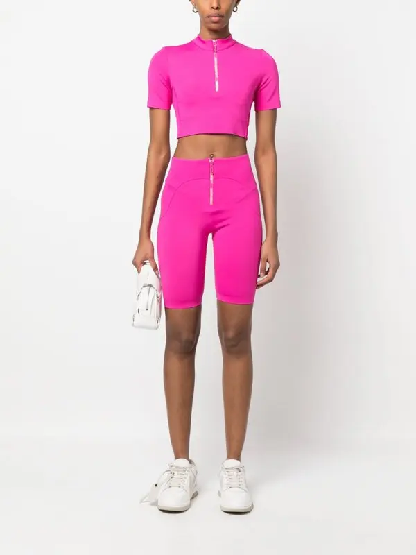 Off-White Half-zip Cropped T-shirt