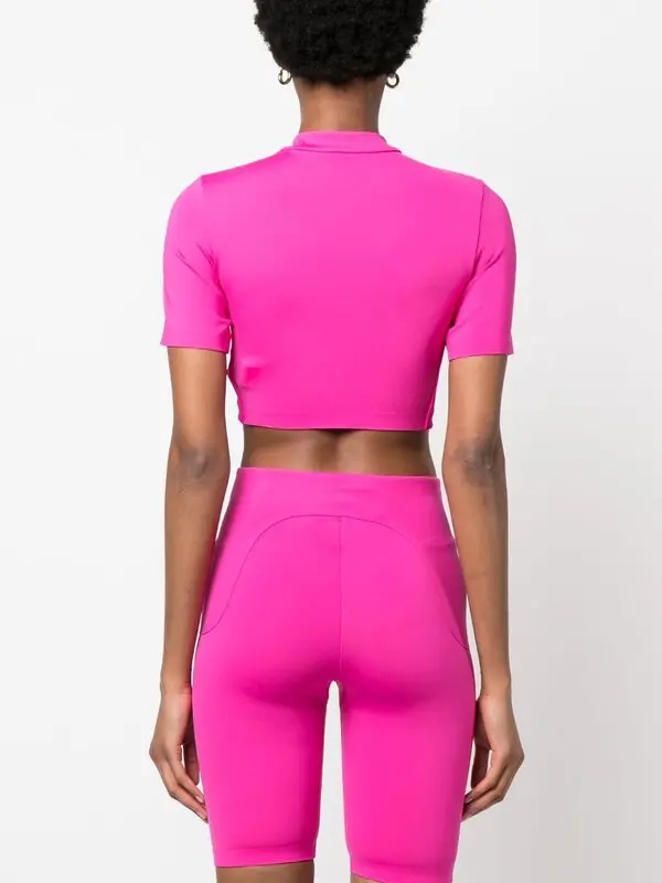 Off-White Half-zip Cropped T-shirt