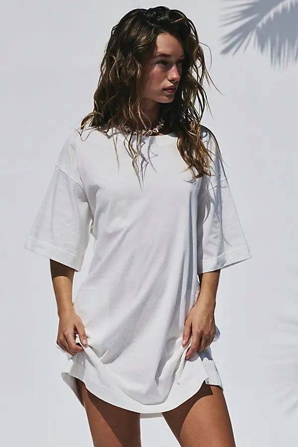 Free People Essential Extreme Tee Mini Dress - Ivory