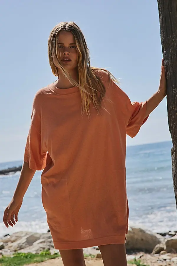 Free People Essential Extreme Tee Mini Dress - Sun Bake