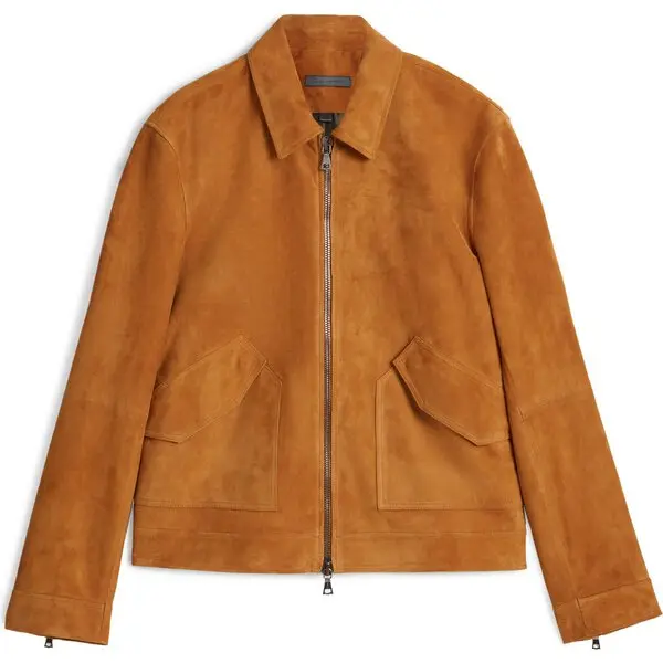 John Varvatos Slim Fit Zip Suede Jacket