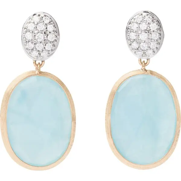 Marco Bicego Siviglia Aquamarine And Diamond Drop Earrings - Yl/wh Gold