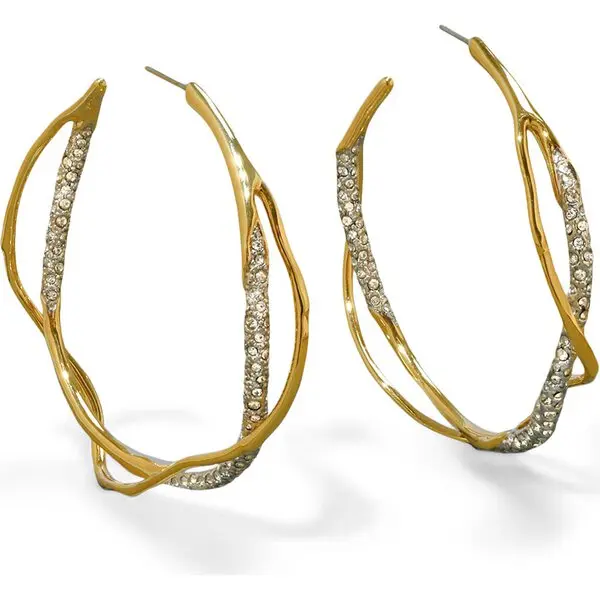 Alexis Bittar Intertwined Pavé Crystal Hoop Earrings - Champagne