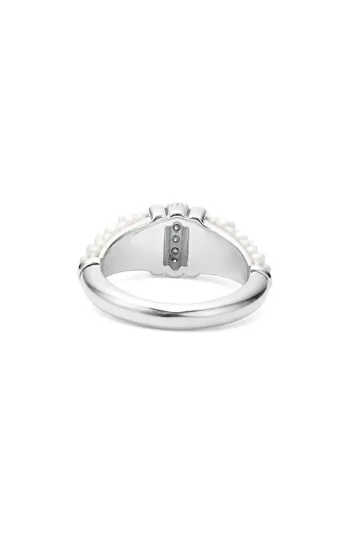 Lagos Caviar Diamond Stacking Ring - Silver/diamond