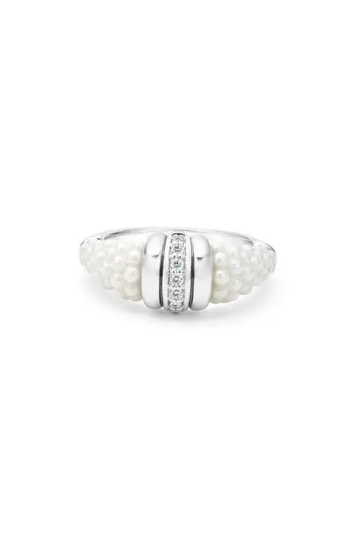 Lagos Caviar Diamond Stacking Ring - Silver/diamond