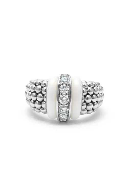 Lagos White Caviar Diamond Link Ring - Silver/diamond