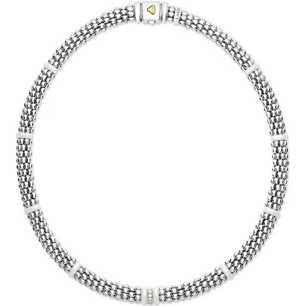 Lagos White Caviar Pavé Diamond Collar Necklace - Silver/diamond