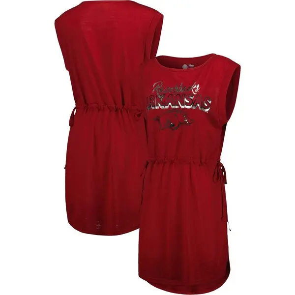 G-III 4HER BY CARL BANKS Arkansas Razorbacks Goat Swimsuit Cover-up Dress - Cardinal