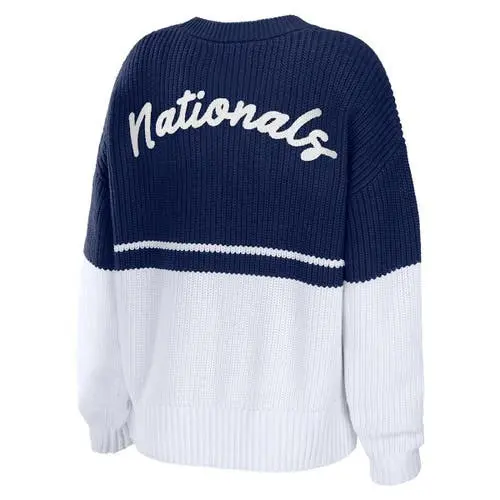 WEAR BY ERIN ANDREWS White Washington Nationals Chunky Pullover Sweatshirt