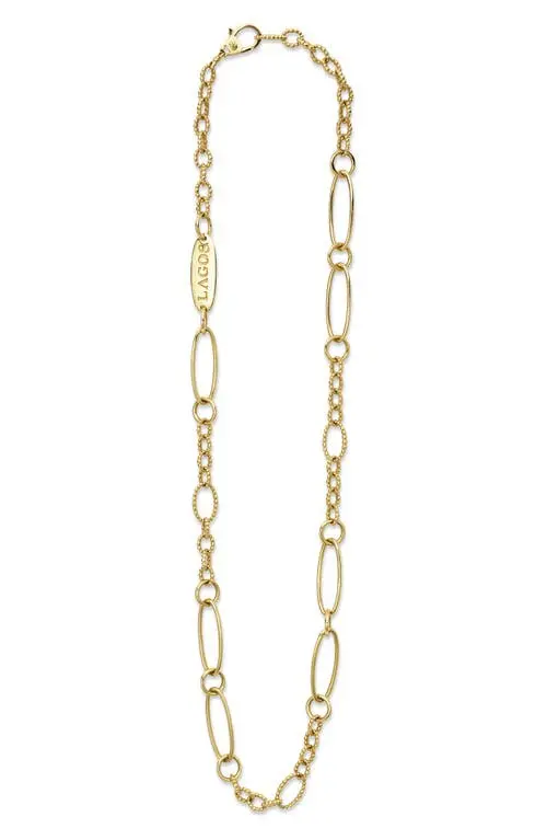 Lagos Signature Caviar Link Necklace - Gold