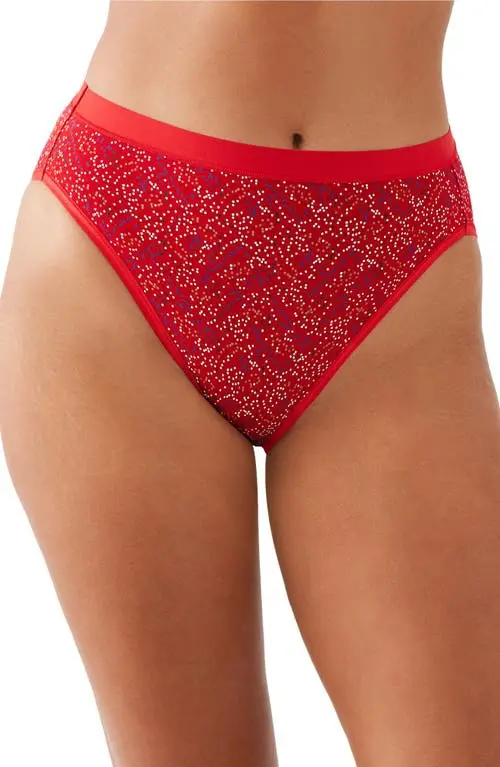 Wacoal Understated Cotton Blend High Leg Briefs - Equestrian Red Scattered Dots