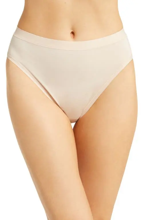 Wacoal Understated Cotton Blend High Leg Briefs - Sand