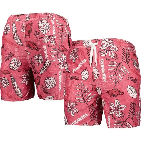 WES & WILLY Arkansas Razorbacks Vintage Floral Swim Trunks