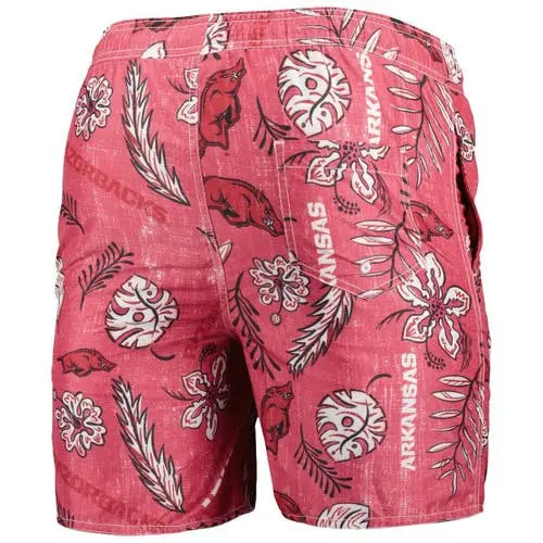 WES & WILLY Arkansas Razorbacks Vintage Floral Swim Trunks