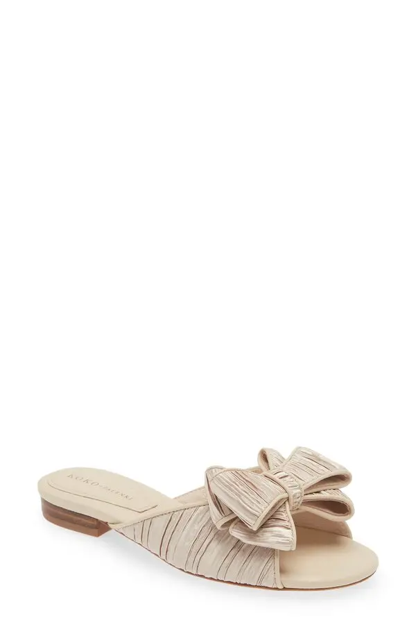 KOKO + PALENKI Dara Bow Slide Sandal - Champagne Satin
