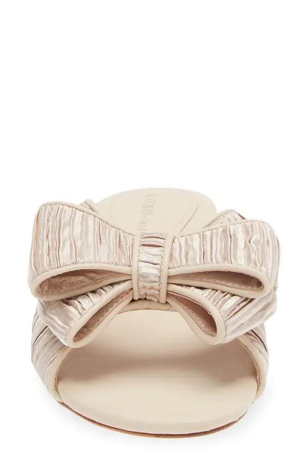 KOKO + PALENKI Dara Bow Slide Sandal - Champagne Satin