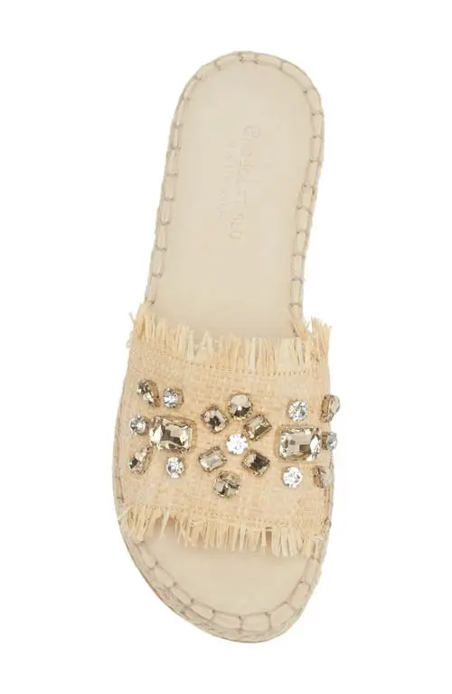 CHOCOLAT BLU Ellis Crystal Slide Sandal - Natural Raffia