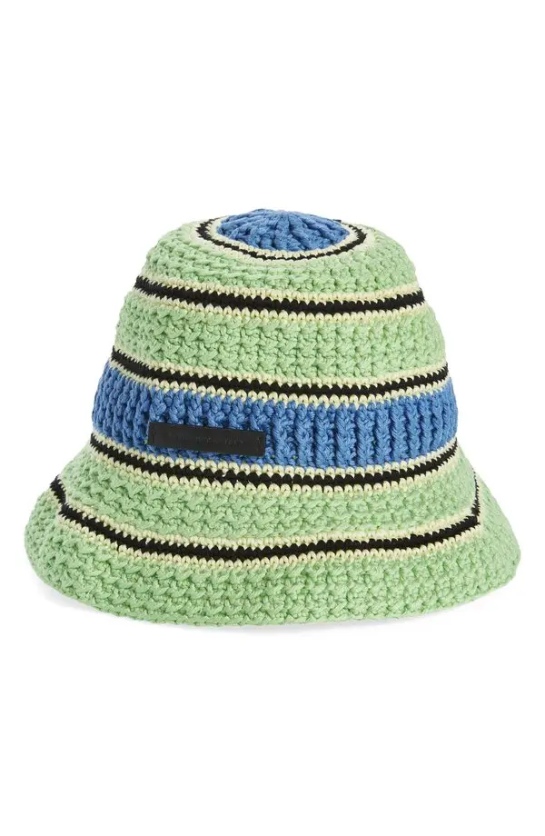 Stella McCartney Logo Stripe Crochet Bucket Hat