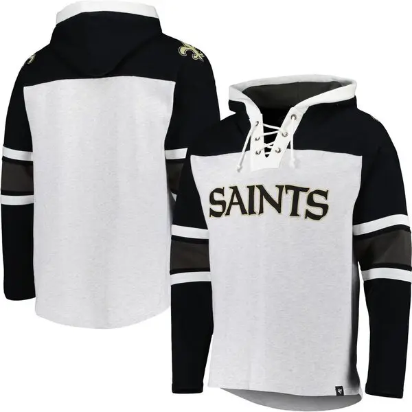 '47 New Orleans Saints Heather Gridiron Lace-up Pullover Hoodie