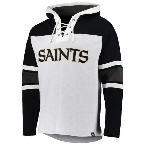 '47 New Orleans Saints Heather Gridiron Lace-up Pullover Hoodie
