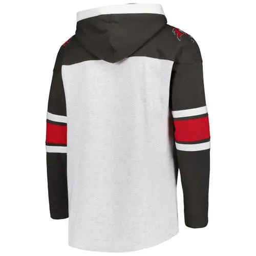 '47 Tampa Bay Buccaneers Heather Gridiron Lace-up Pullover Hoodie