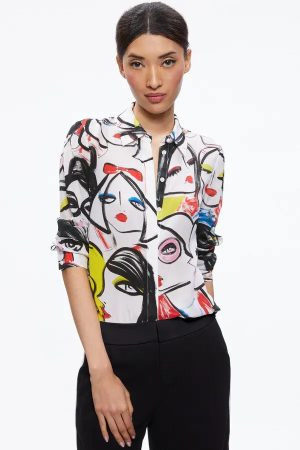 Alice + Olivia A+o X Blair Z Willa Placket Top
